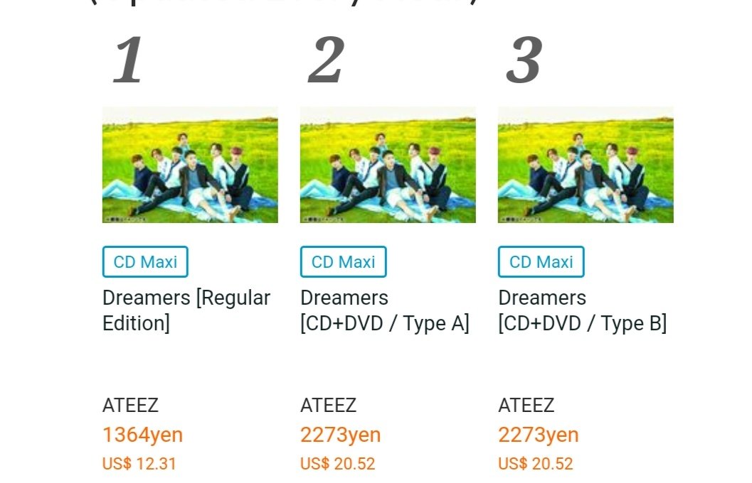 ATEEZ Charts 🥊 on Twitter: "CD Japan - Real Time Ranking 1. Dreamers [Regular Edition] (=) 2 ...