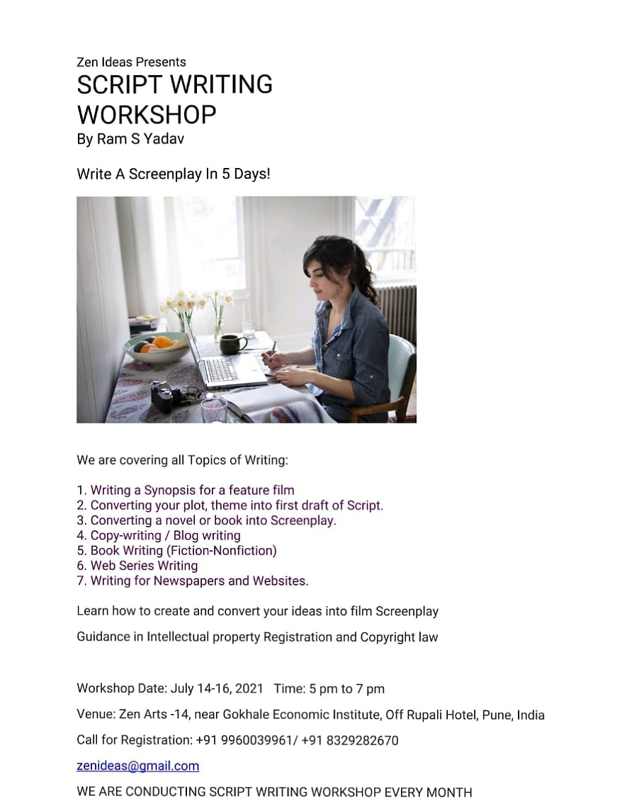 SOULSONG on Twitter: "Dear @ThePuneMirror , We are conducting a SCRIPT WRITING WORKSHOP in Pune ...