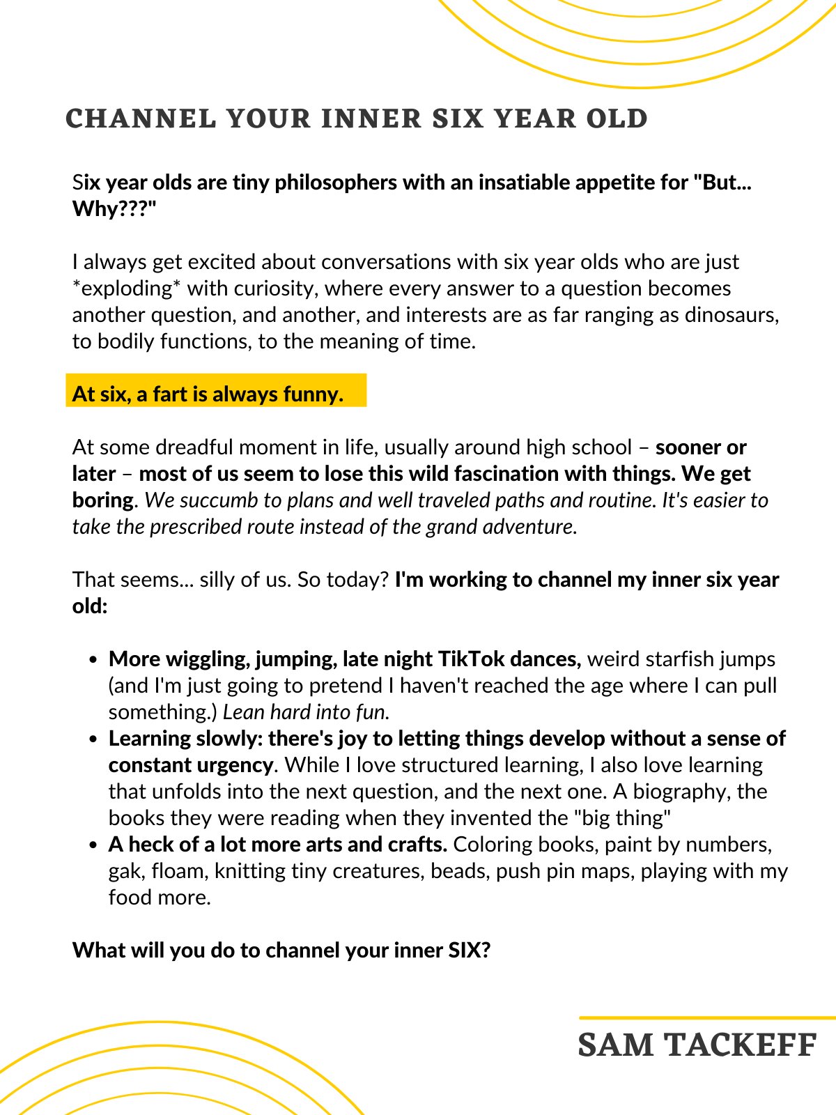 Sam Tackeff 👋 🚢 (74/30) on Twitter: "Six year olds are TINY PHILOSOPHERS with an insatiable ...