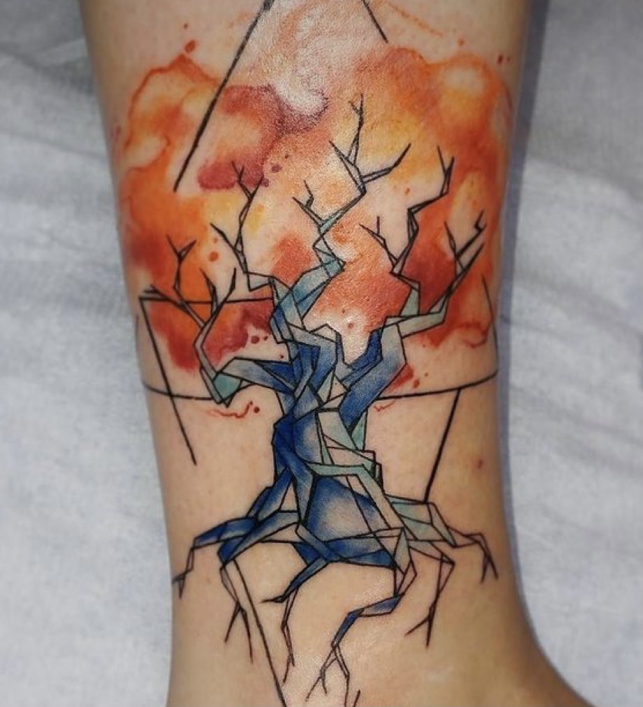 Tree On Fire Tattoo