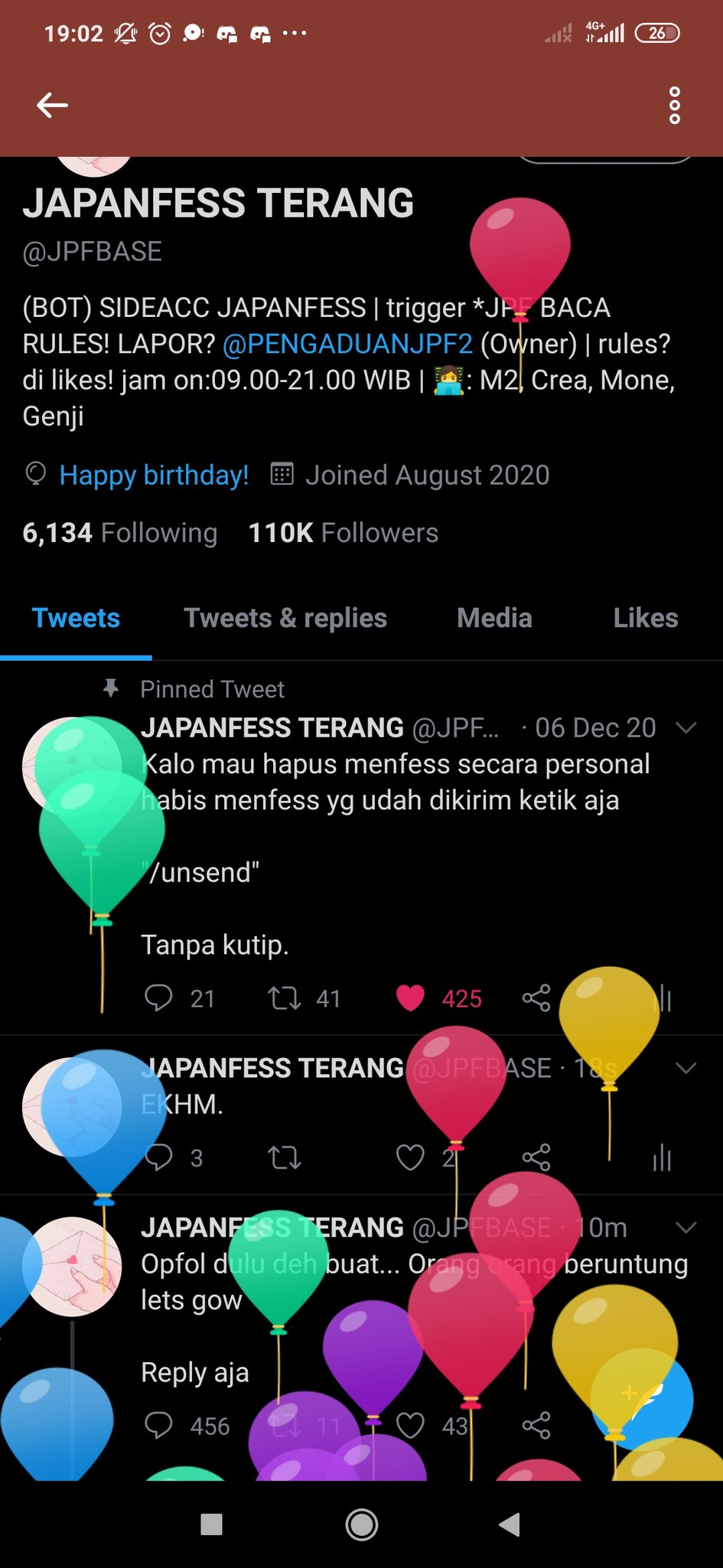 JAPANFESS TERANG on Twitter: "Iya kita lagi ulang tahun 🤡 Kami seluruh admin (M2, Genji, Crea ...
