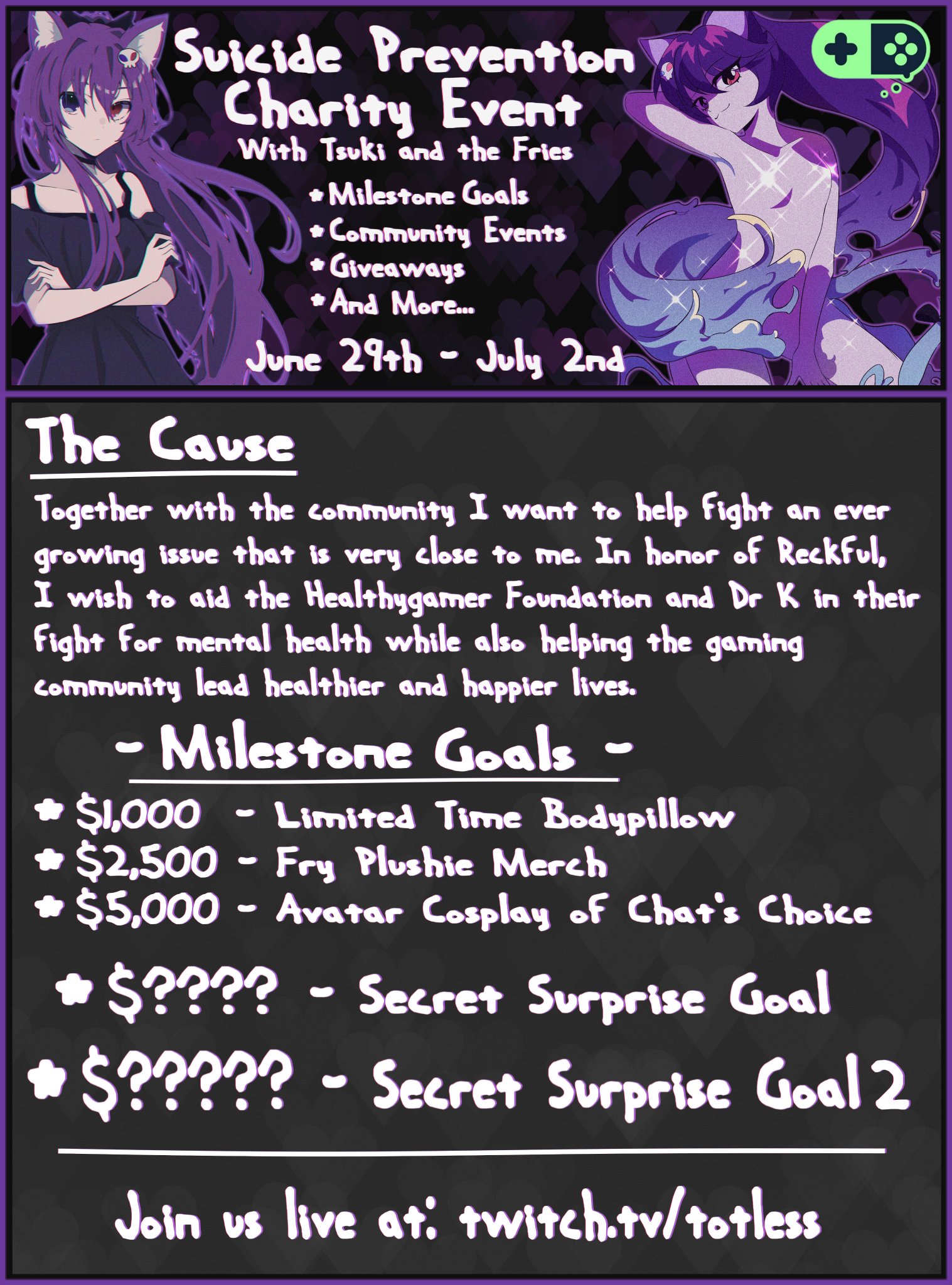 💀 Totless 💜 ネコ on Twitter: "CHARITY DAY 1/4 IS HERE! A little nervous not gonna lie. Expect ...