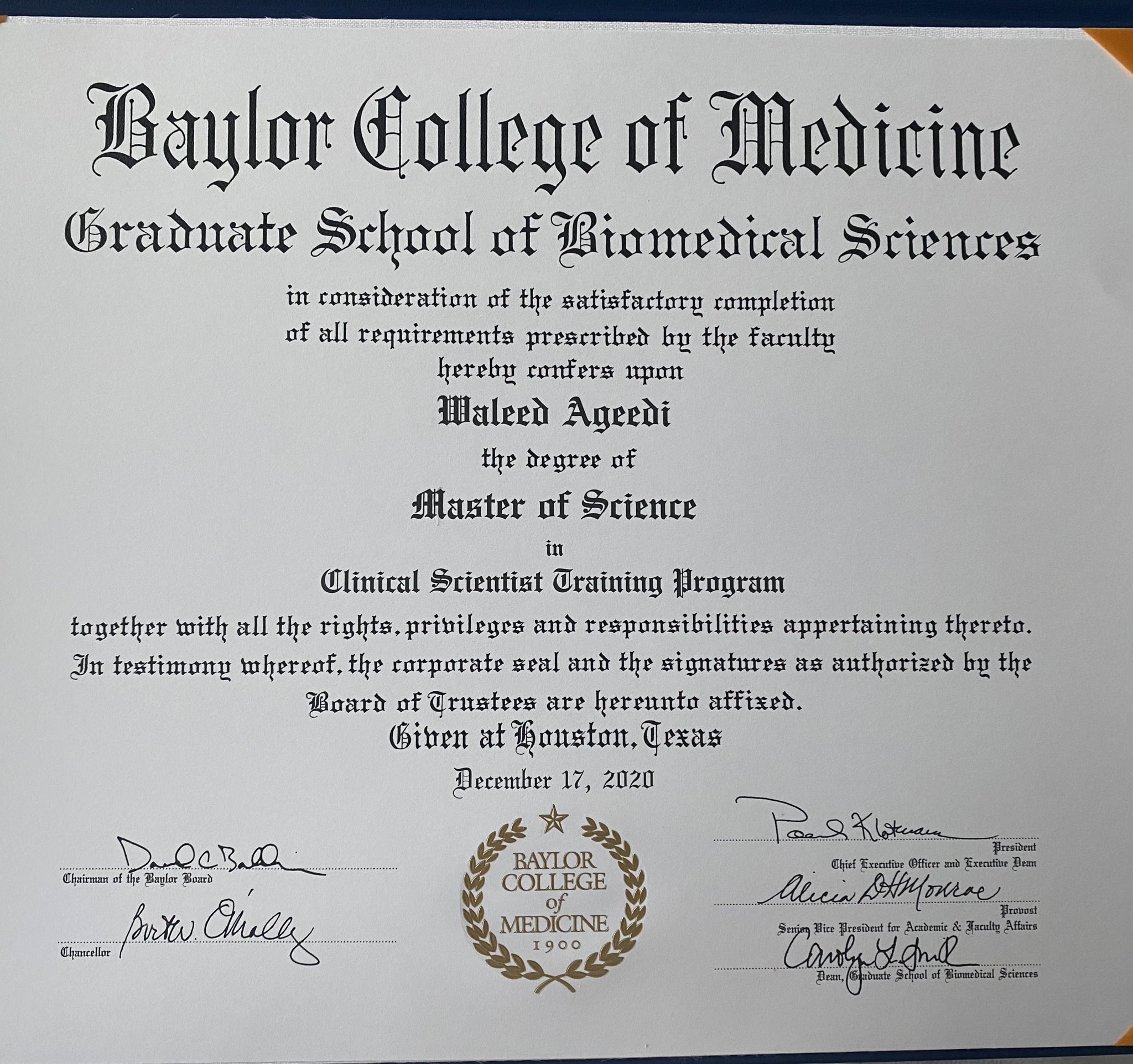 Medical Degree Certificate