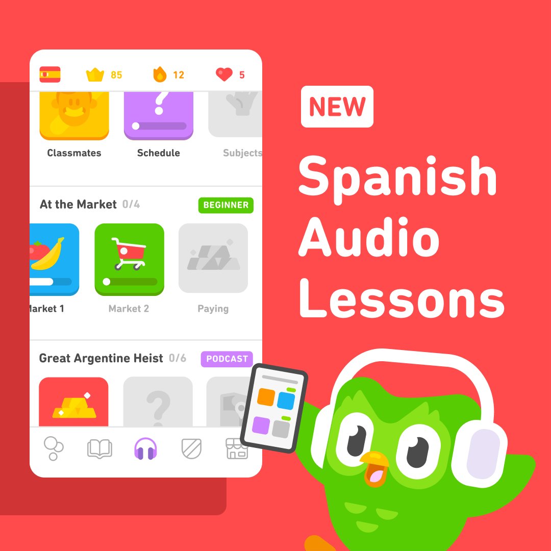 Duolingo on Twitter: "Audio Lessons are now out for Spanish learners on ...
