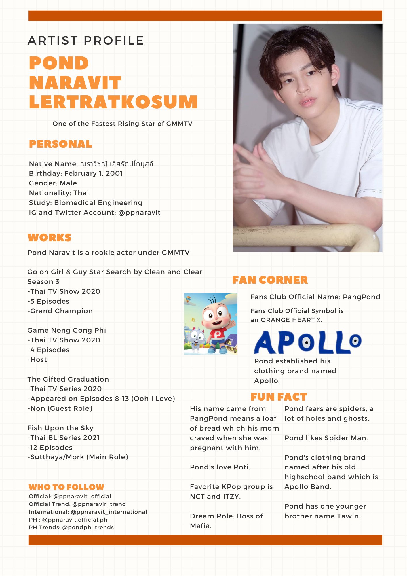 ppnaravit.official.ph on Twitter: "Artist Profile Update of @ppnaravit PangPonds this is it. 🧡🧡🧡 ...