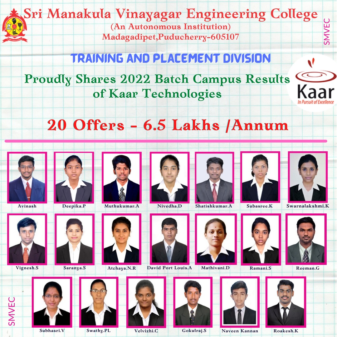 SMVEC on Twitter: "#smvec #placement #achivement #kaar #lakhs Another big achievement by the ...