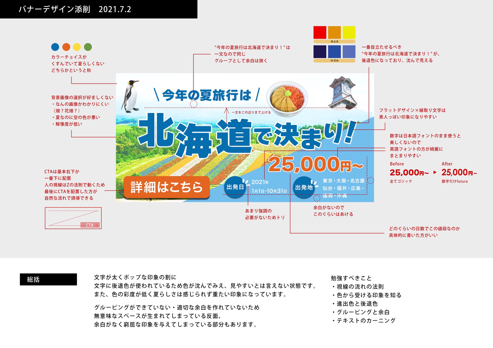 YUCOdesign｜デザインの思考法を言語化｜デザイナー on Twitter: "デザインの添削とブラッシュアップをさせていただきました。(制作者に許可をいただいております) 背景以外は ...