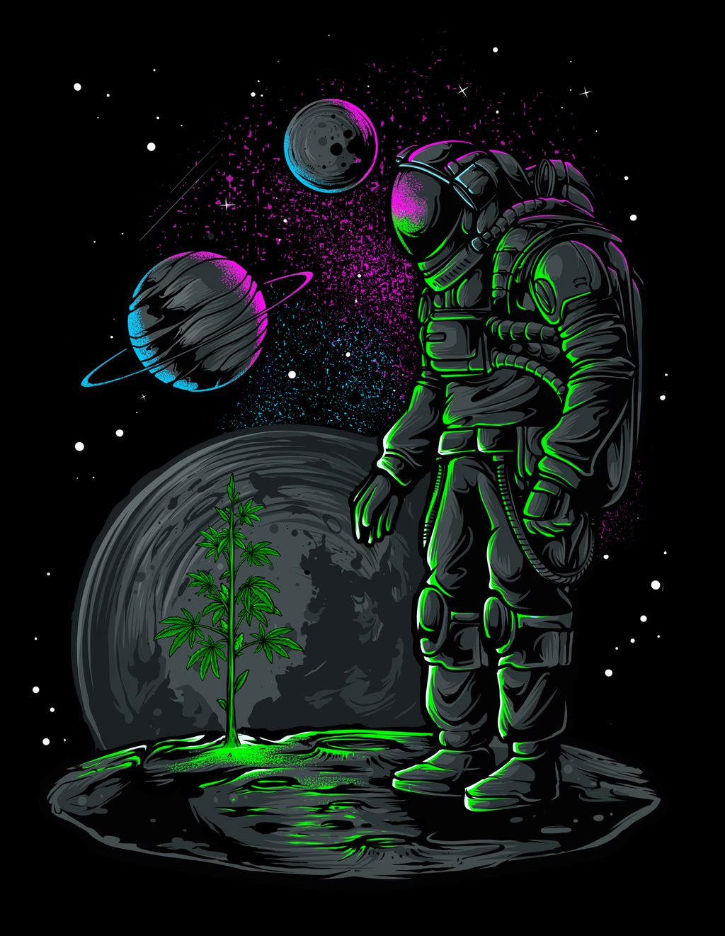 Astronaut Trippy Weed Wallpaper