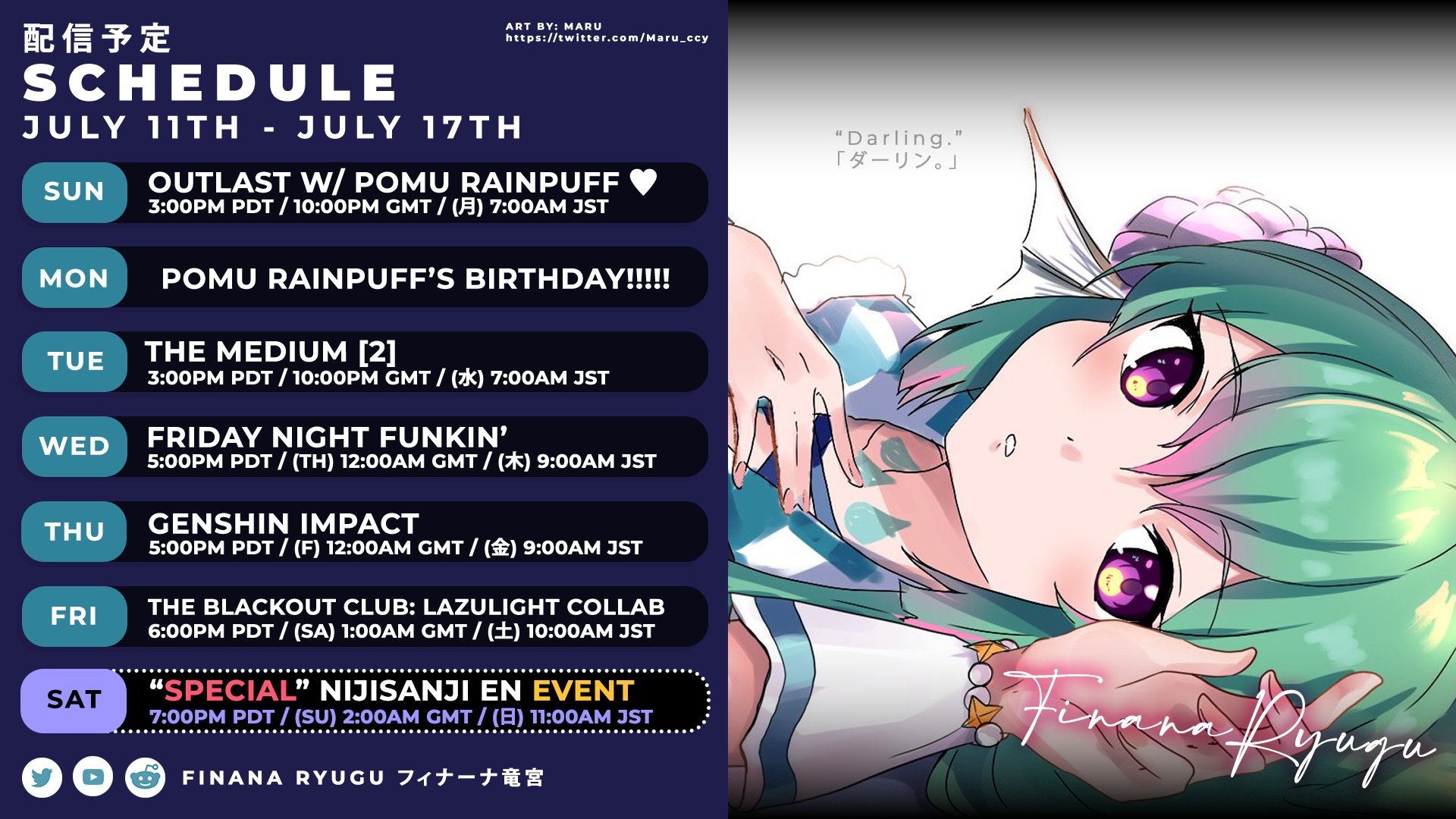 Finana Ryugu 🐠 NIJISANJI EN on Twitter: "【Schedule/Tags】 ・GENERAL: #FinanaRyugu / #フィナーナ竜宮 ・LIVE ...