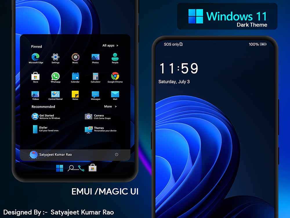 EMUI Themes on Twitter: "Windows 11 Dark UI Premium EMUI Theme for EMUI 11/10/9 & Magic UI 4 ...