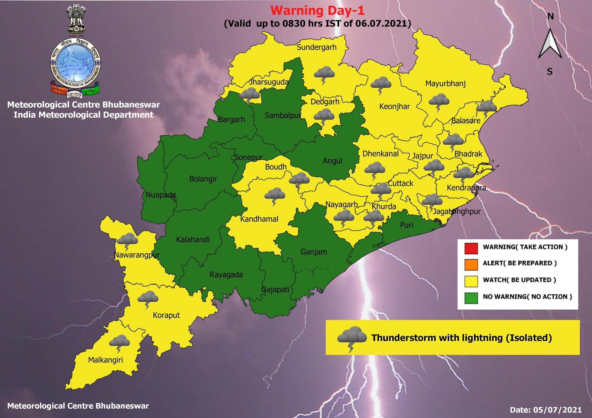 Kalinga TV on Twitter: "Meteorological Centre, BBSR issues Yellow Warning to 19 districts of # ...