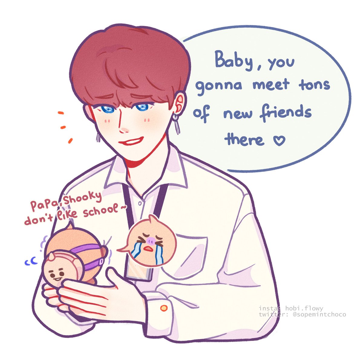「First day 💗 #sope #sopefanart #bts #bts」|𝘚𝘰𝘣𝘪🐿🐱hiatusのイラスト