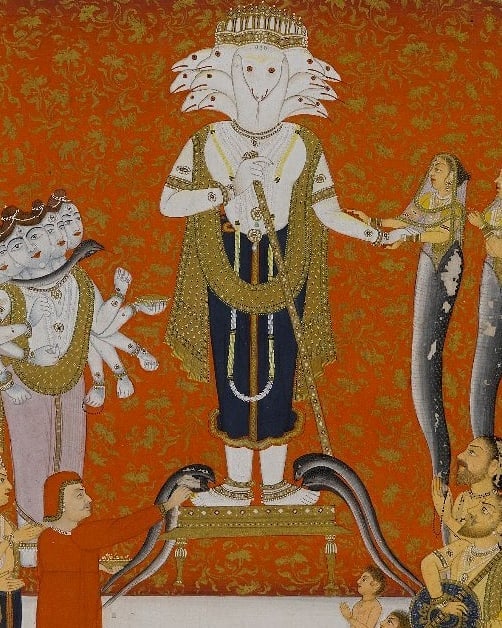 This unusual painting shows a group of individuals—human, divine, and ...
