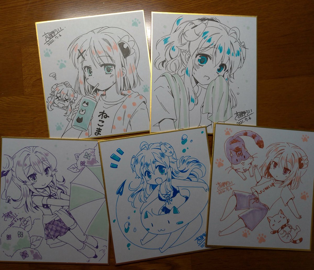 「そう言えばBOOTHに色紙のサンプルを載せてなかった…と今更気付いたので載せてきました\(^o^)/ こんな感じの色紙が」uitchu🥐🍑C106土曜東A10-abの漫画