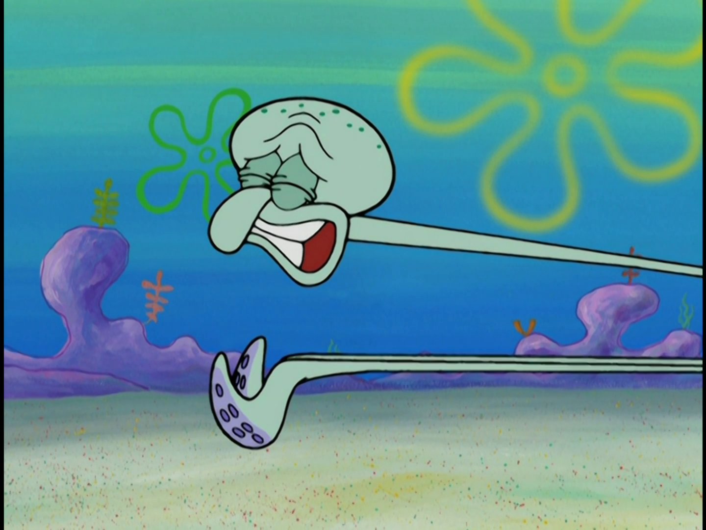 Squidward Blowing Bubbles