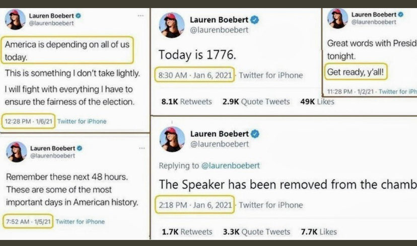 Libby on Twitter: "Collaborator Lauren Boebert’s Tweets PRIOR to the Capitol Insurrection ...