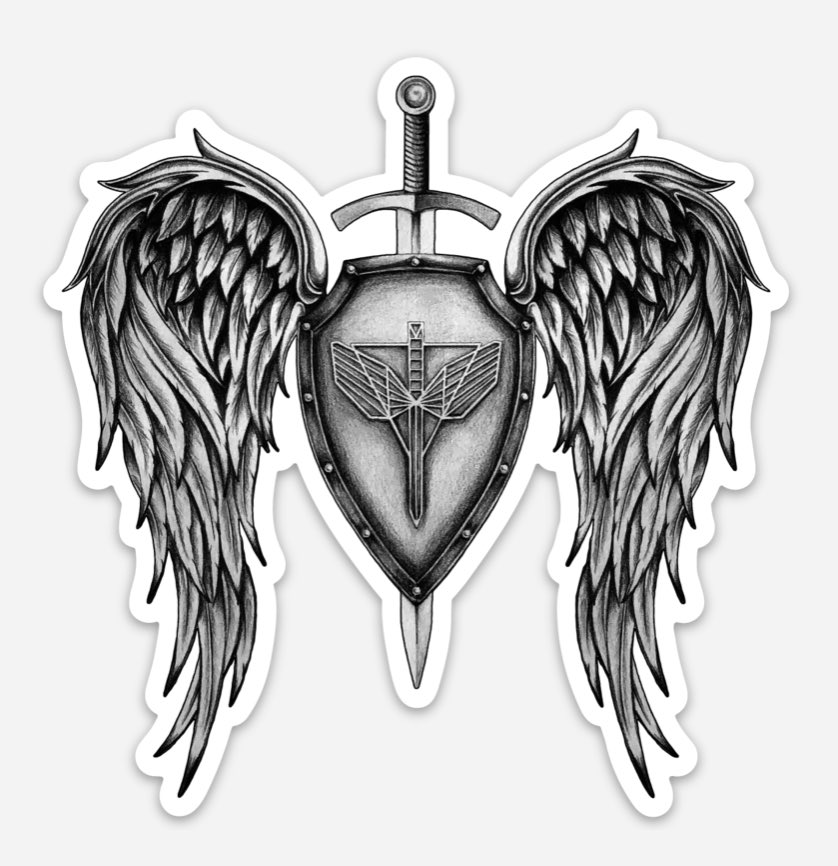 Sword And Shield Wings Tattoo