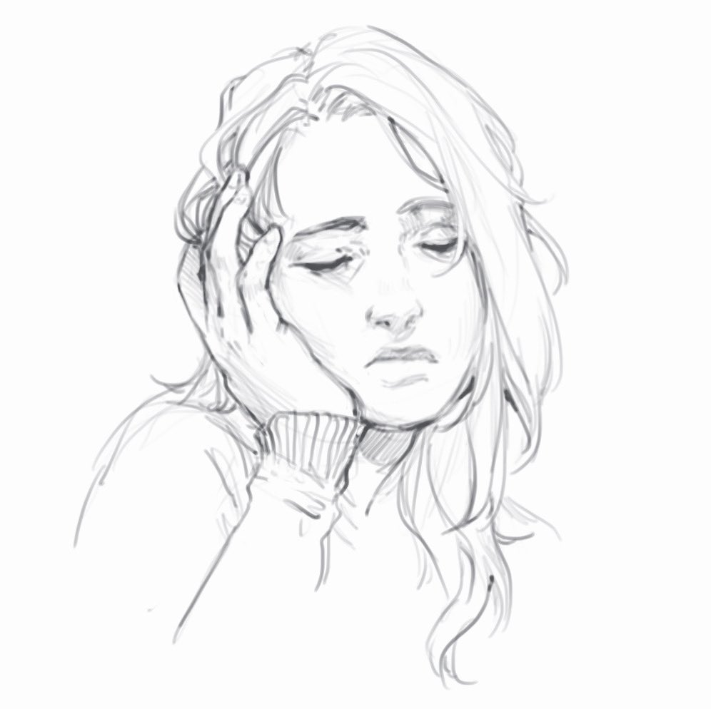Exhausted Face Drawing