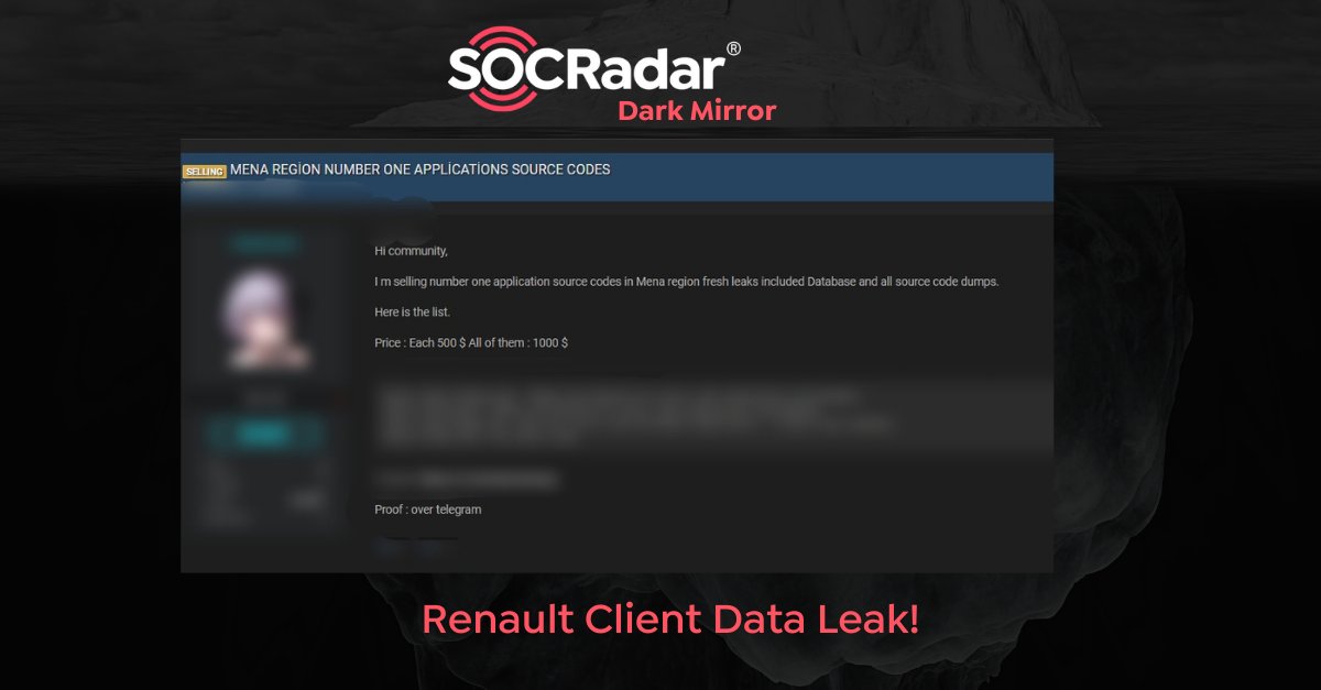 SOCRadar® on Twitter: "🕶️ In a hacker forum monitored by SOCRadar®, a threat actor is selling ...