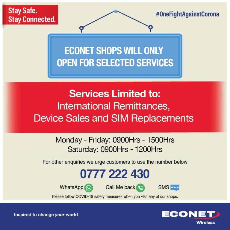 Econet Wireless On Twitter Shops Will Be Open For Selected Services