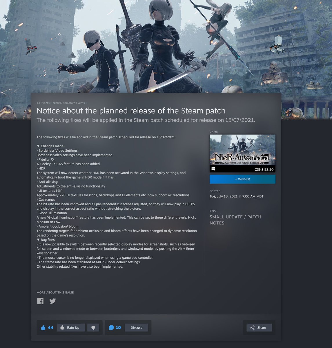 NieR: Automata Steam patch releasing July 15 : r/PCGamesDeals