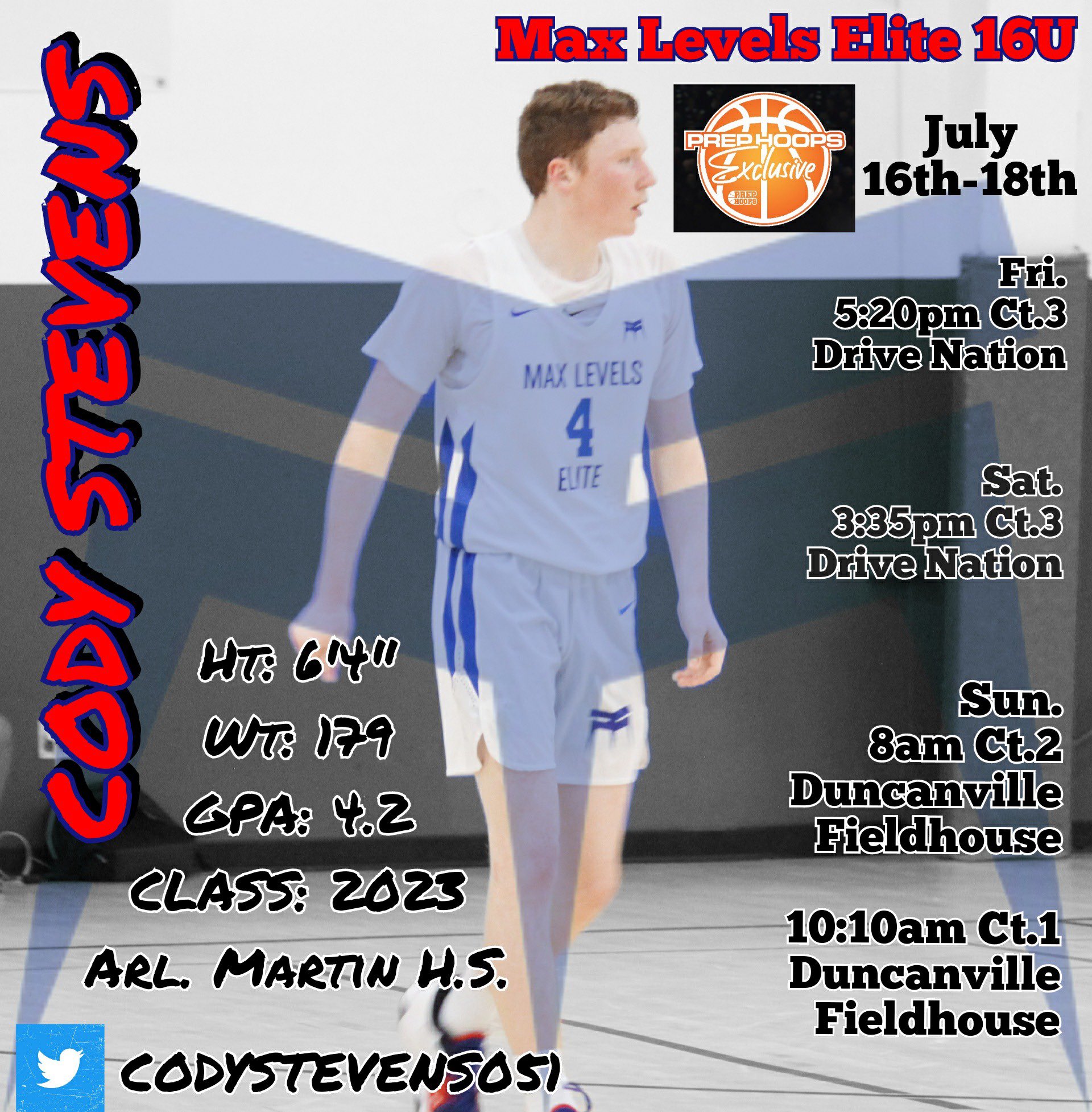 Cody Stevens on Twitter: "Updated schedule for Prep Hoops Exclusive with @maxlevelselite ...