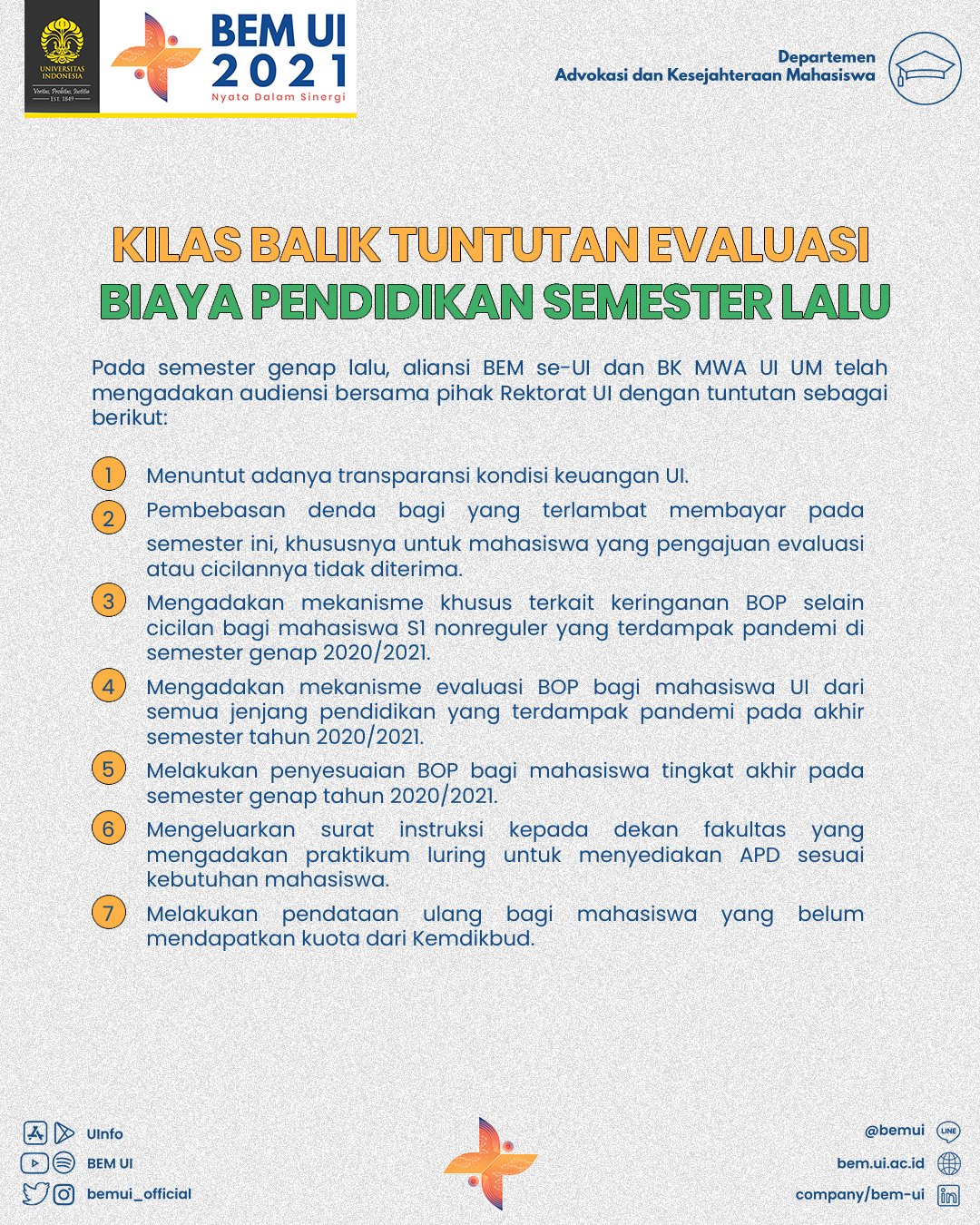Adkesma BEM UI 2022 on Twitter: "Aliansi BEM UI, BEM FISIP UI, BEM FH UI, BEM IKM FKUI, BEM FKG ...