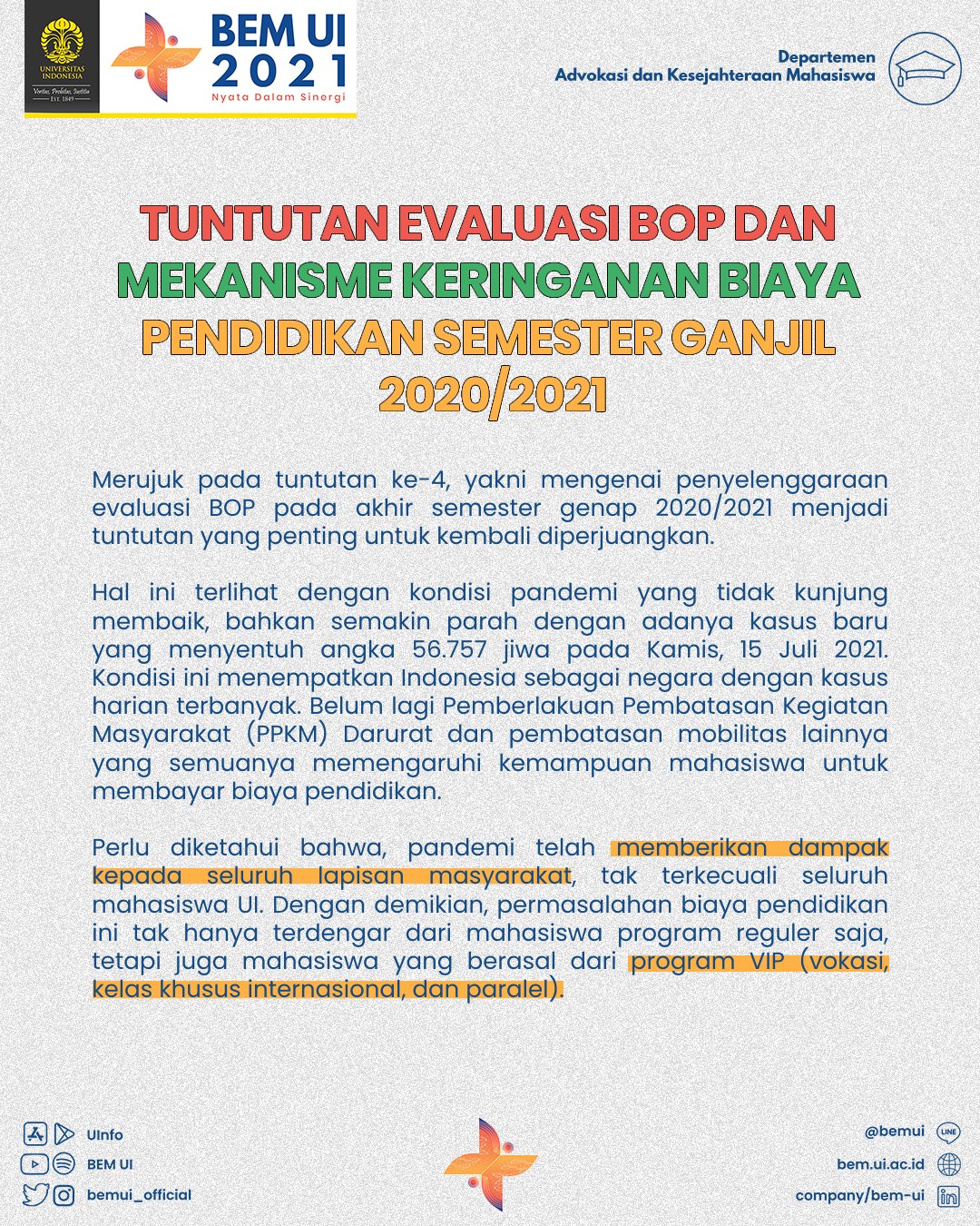 Adkesma BEM UI 2022 on Twitter: "Aliansi BEM UI, BEM FISIP UI, BEM FH UI, BEM IKM FKUI, BEM FKG ...