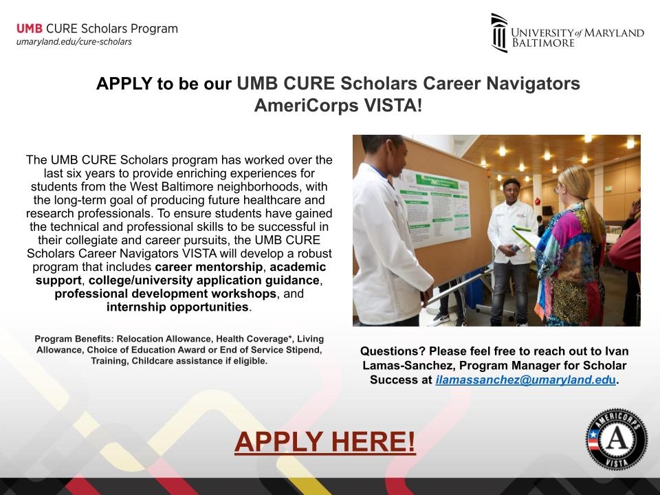 UMB CURE Scholars Program on Twitter: "Would you like to work with the UMB CURE Scholars Program ...