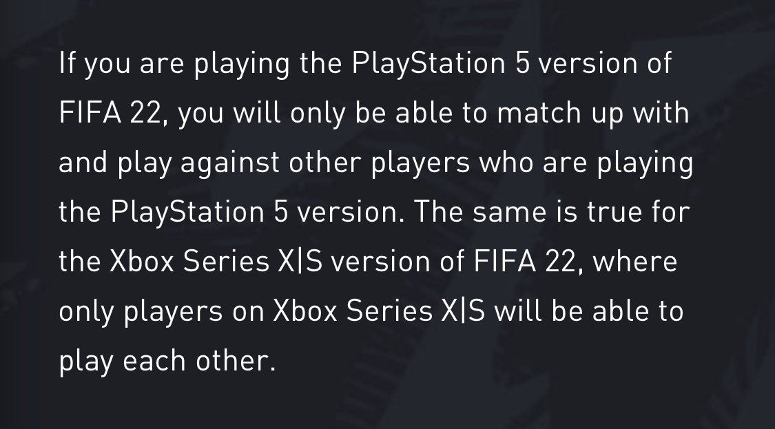 Dexerto FC ⚽️ on Twitter: "FIFA 22 will not feature any form of cross play https://t.co ...