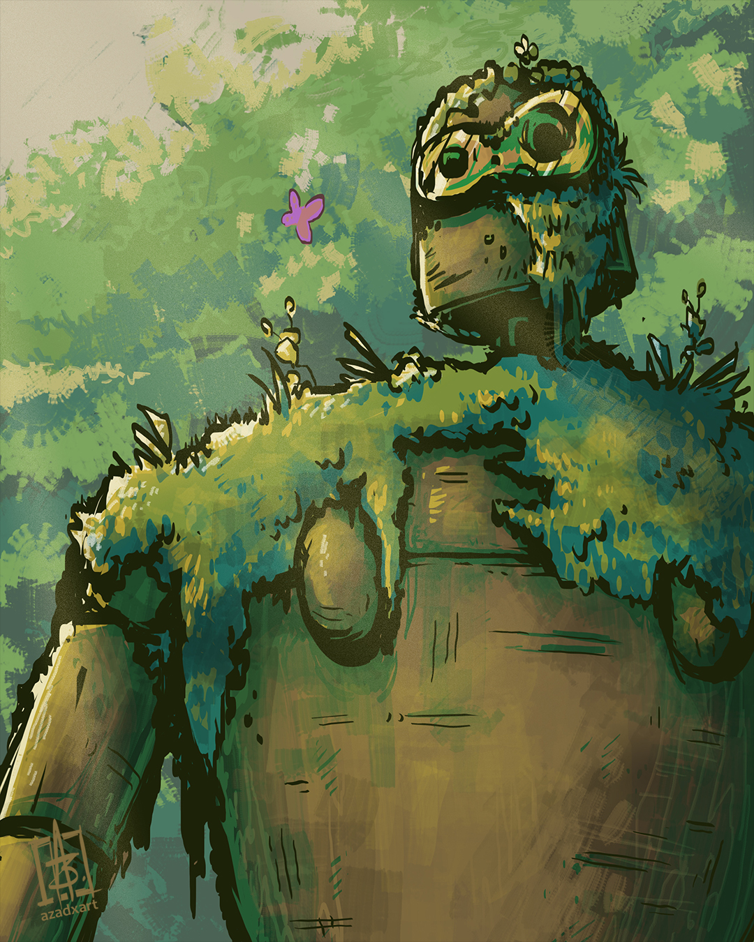 Castle In The Sky Robot Wallpaper