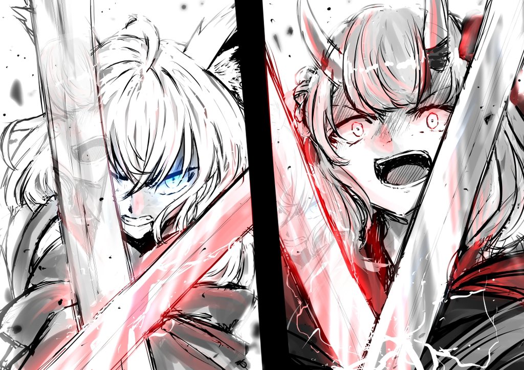 Fubuki v Ayame fight scene, by @kohiiiro : r/Hololive