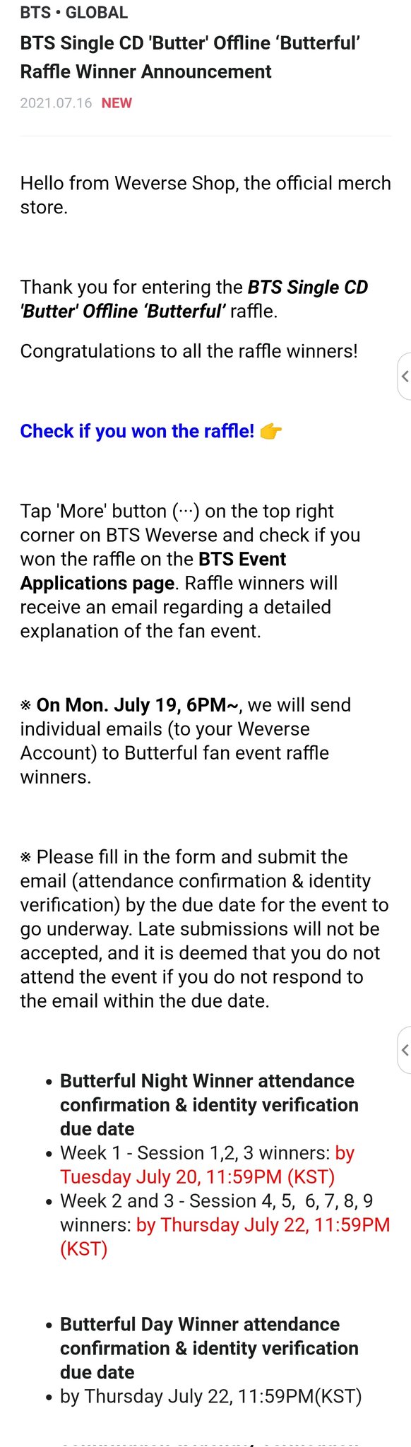 Raffle Winner Announcement