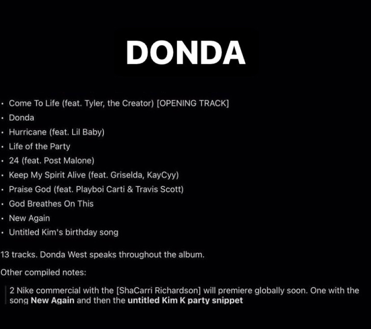 Kanye West New Album 2021 39donda39 Tracklist Release Date Kanye West