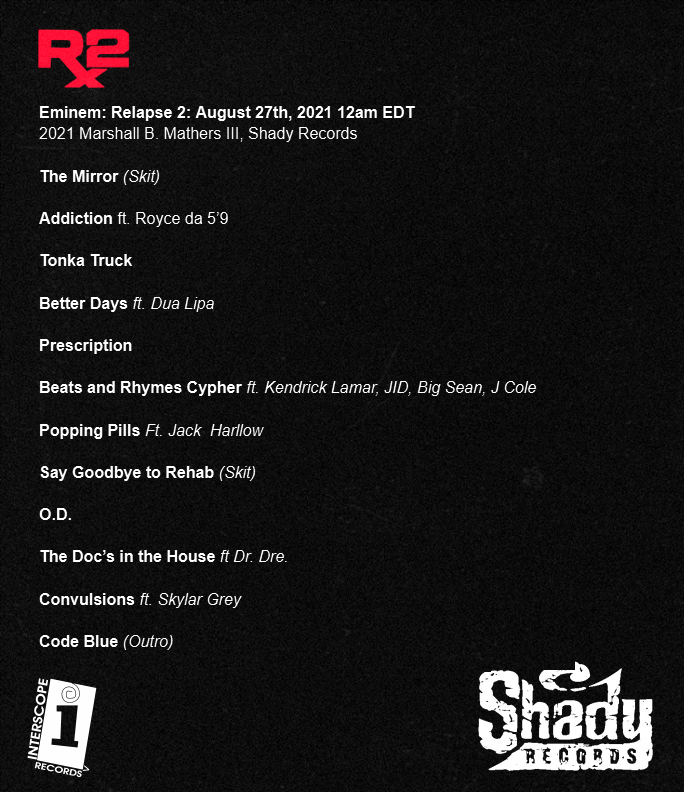 Eminem Relapse 2 Tracklist