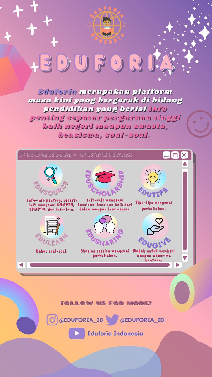 Eduforia on Twitter: "🌐𝘼𝙗𝙤𝙪𝙩 𝙐𝙨🌐 [Program-program Eduforia ] Program-program Eduforia, antara ...