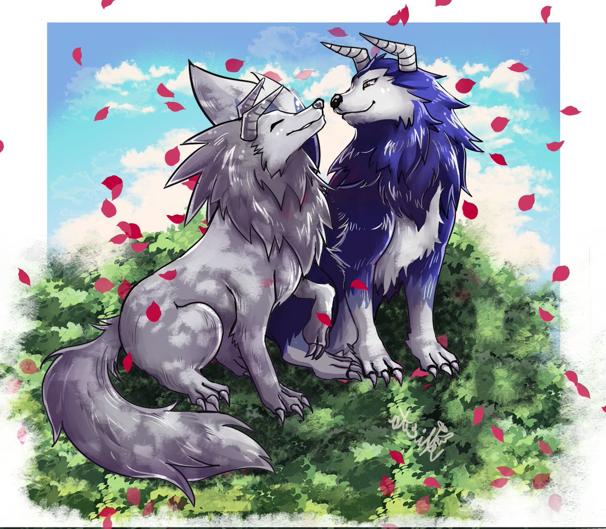 Cute Wolf Love Drawings