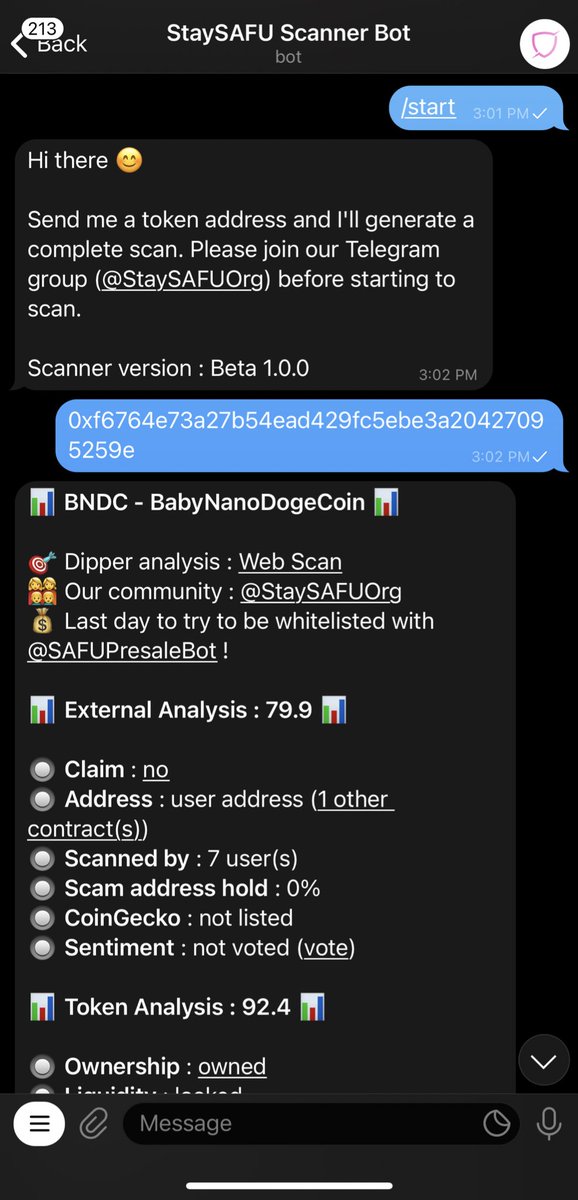 Brandon Hong on Twitter: "👓 Token Scanner Bot $SAFU has the best Solidity code analysis of any ...