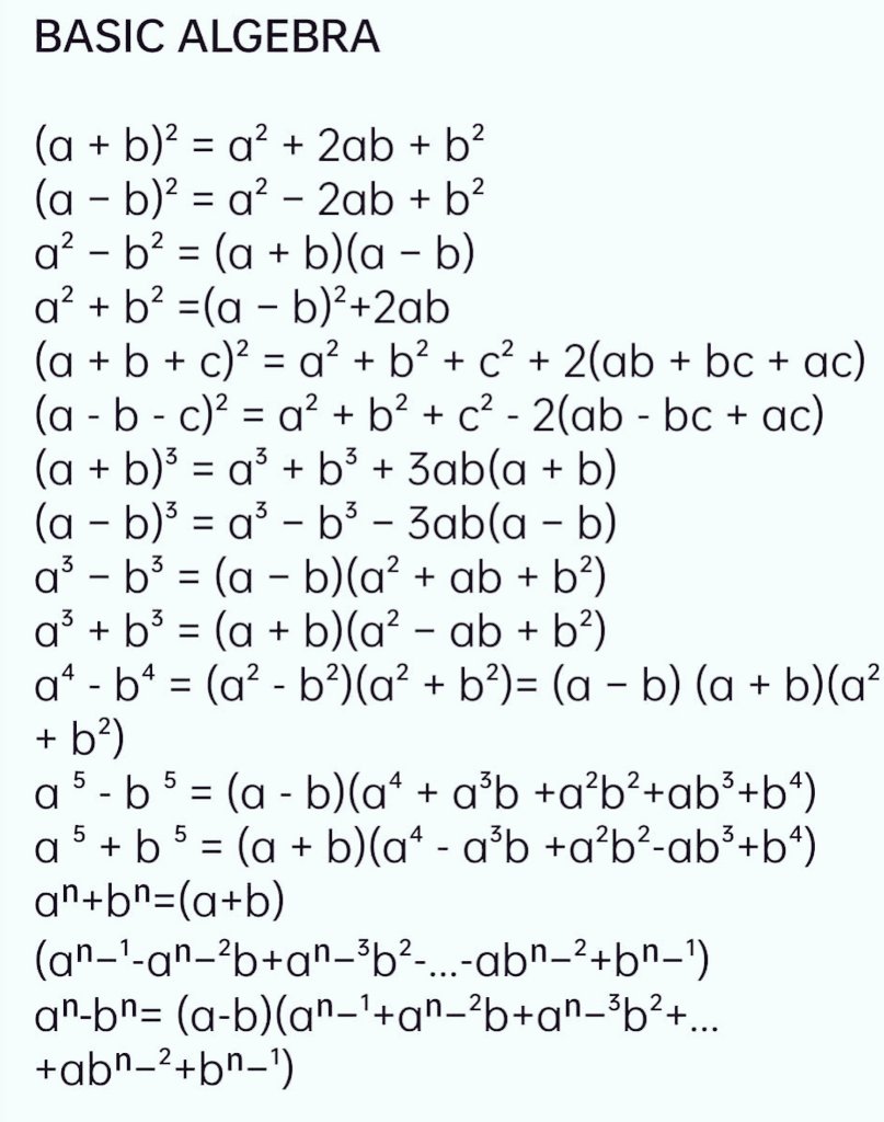 Algebra Formulas