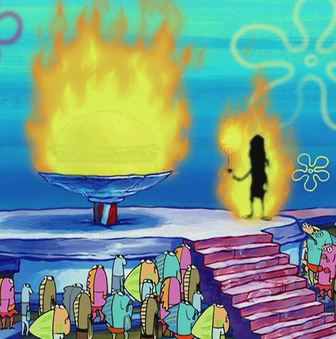 Spongebob Mountain Fish On Fire