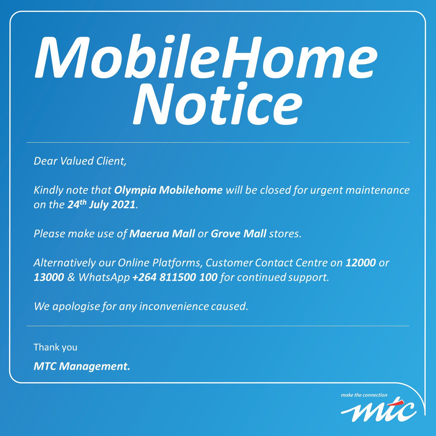 MTC Namibia on Twitter: "Please take note! https://t.co/cf7ih1W8Ae" / Twitter