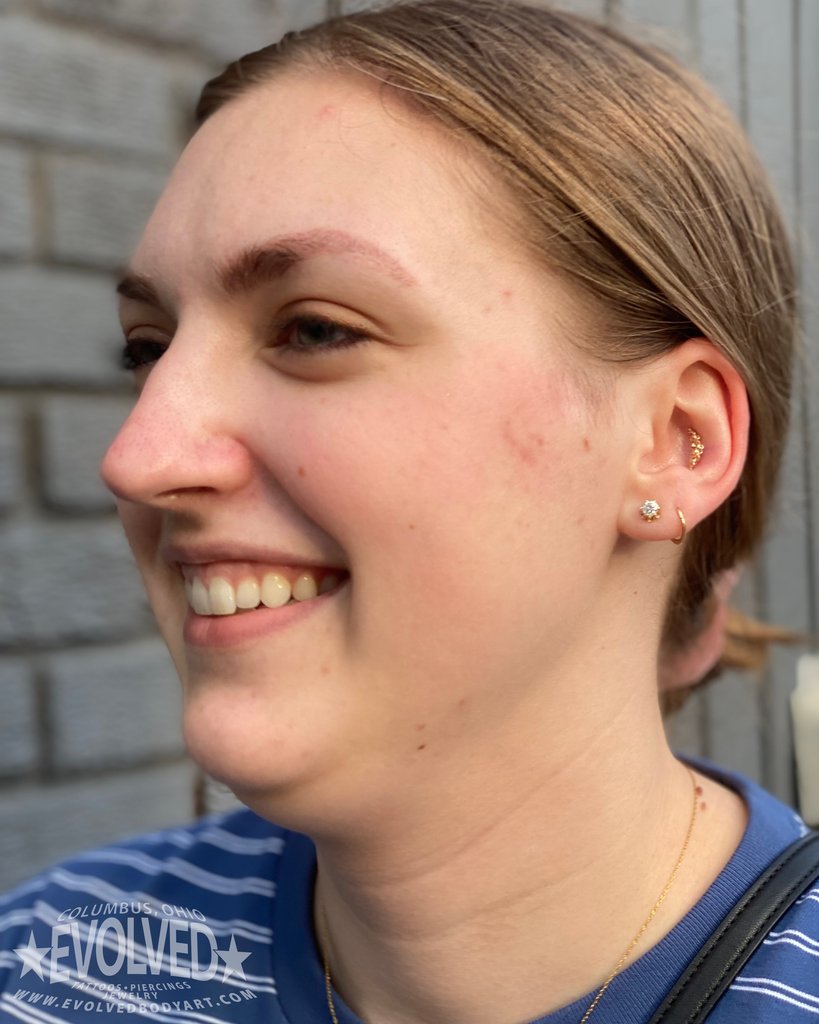 Evolved Body Art on Twitter: "Jared pierced these adorable conches proving, yet again, that gold ...