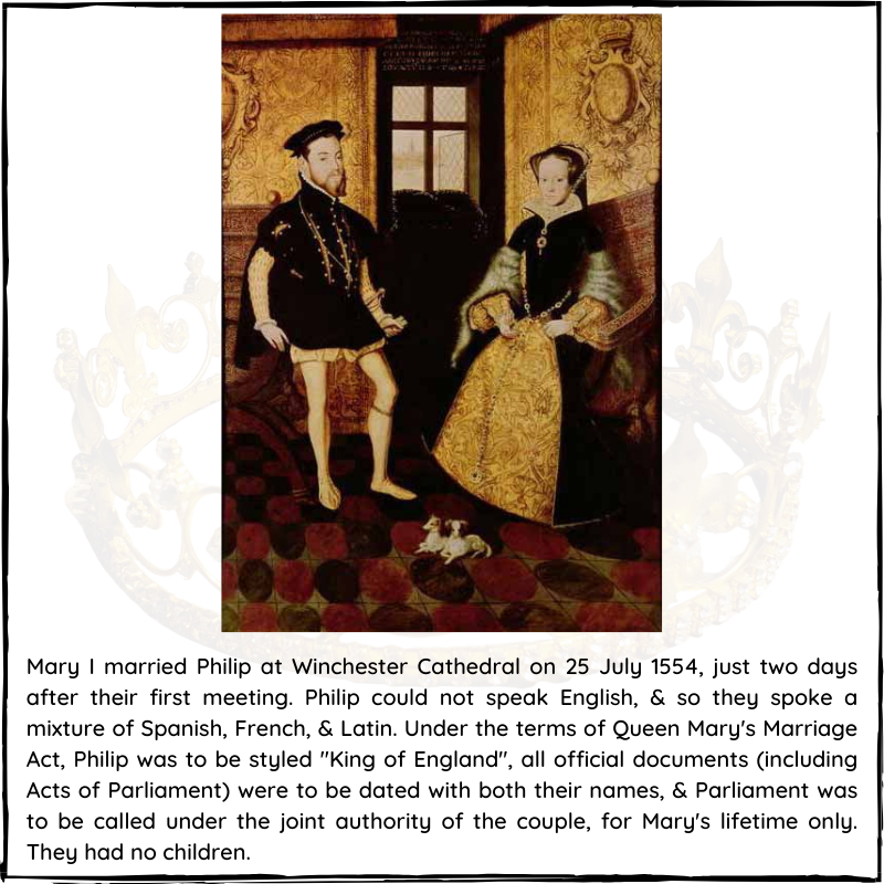 BRITISH HISTORY on Twitter: "#otd 25 July 1554 - Queen Mary I of ...