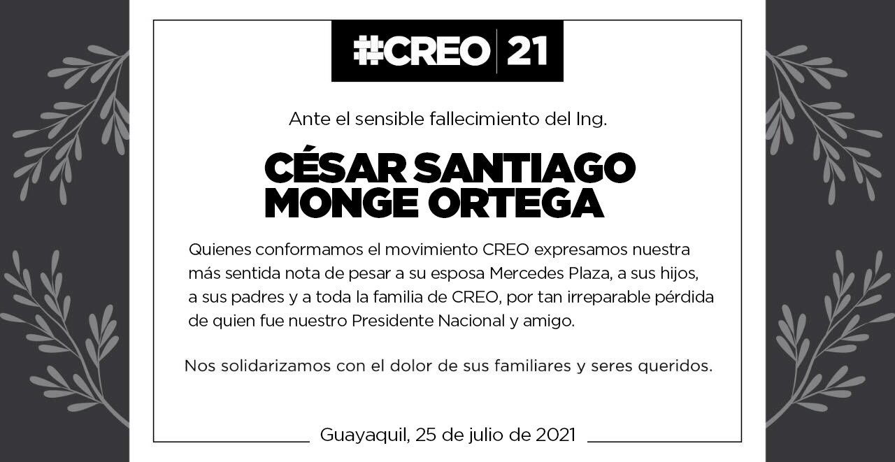 Movimiento Creo Ecuador On Twitter El Movimiento Creo Lamenta