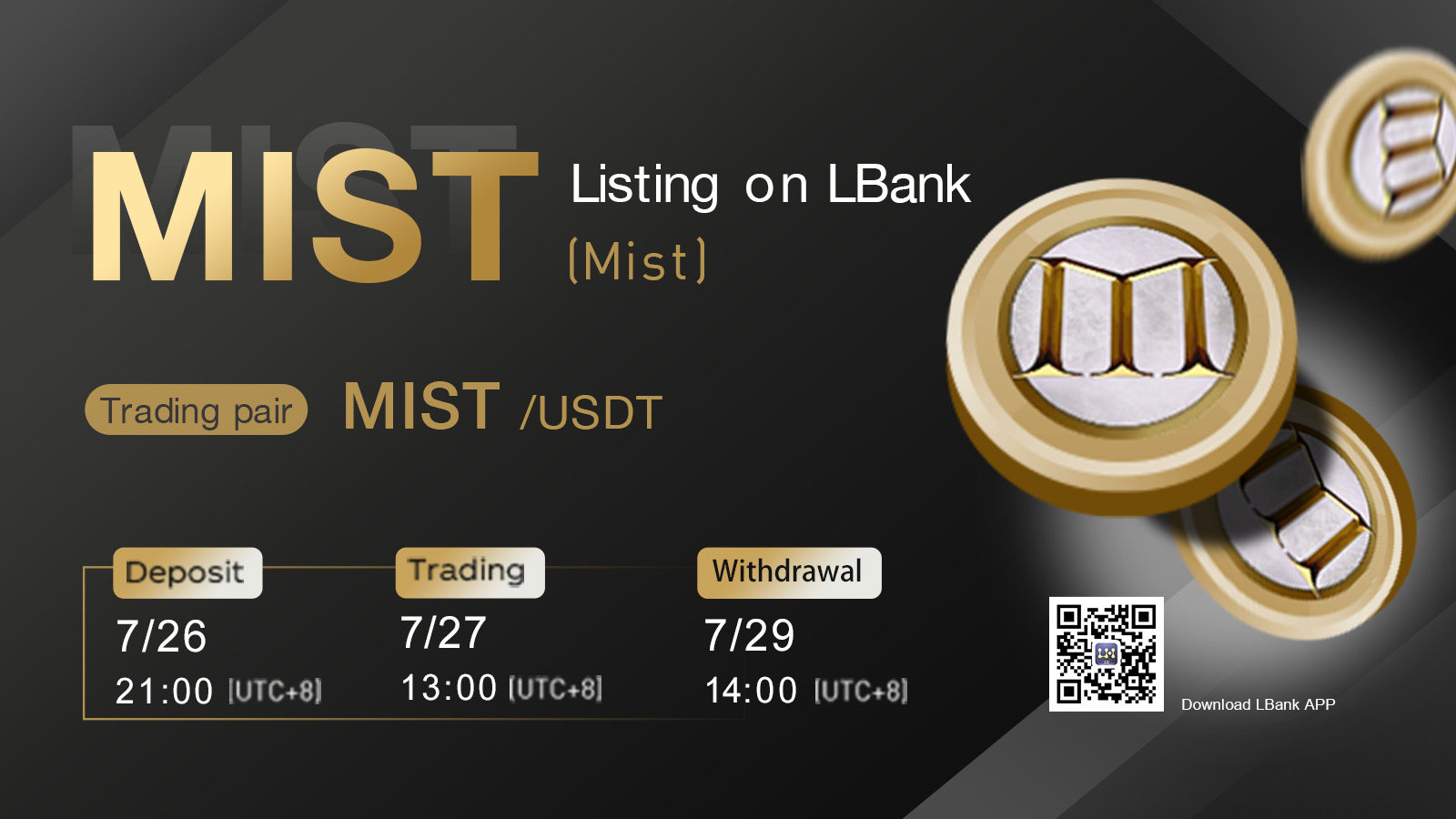 LBank.info on Twitter: "🔥 New #listing 💫 $MIST(Mist) will be Listed on LBank @MistNft Collect ...