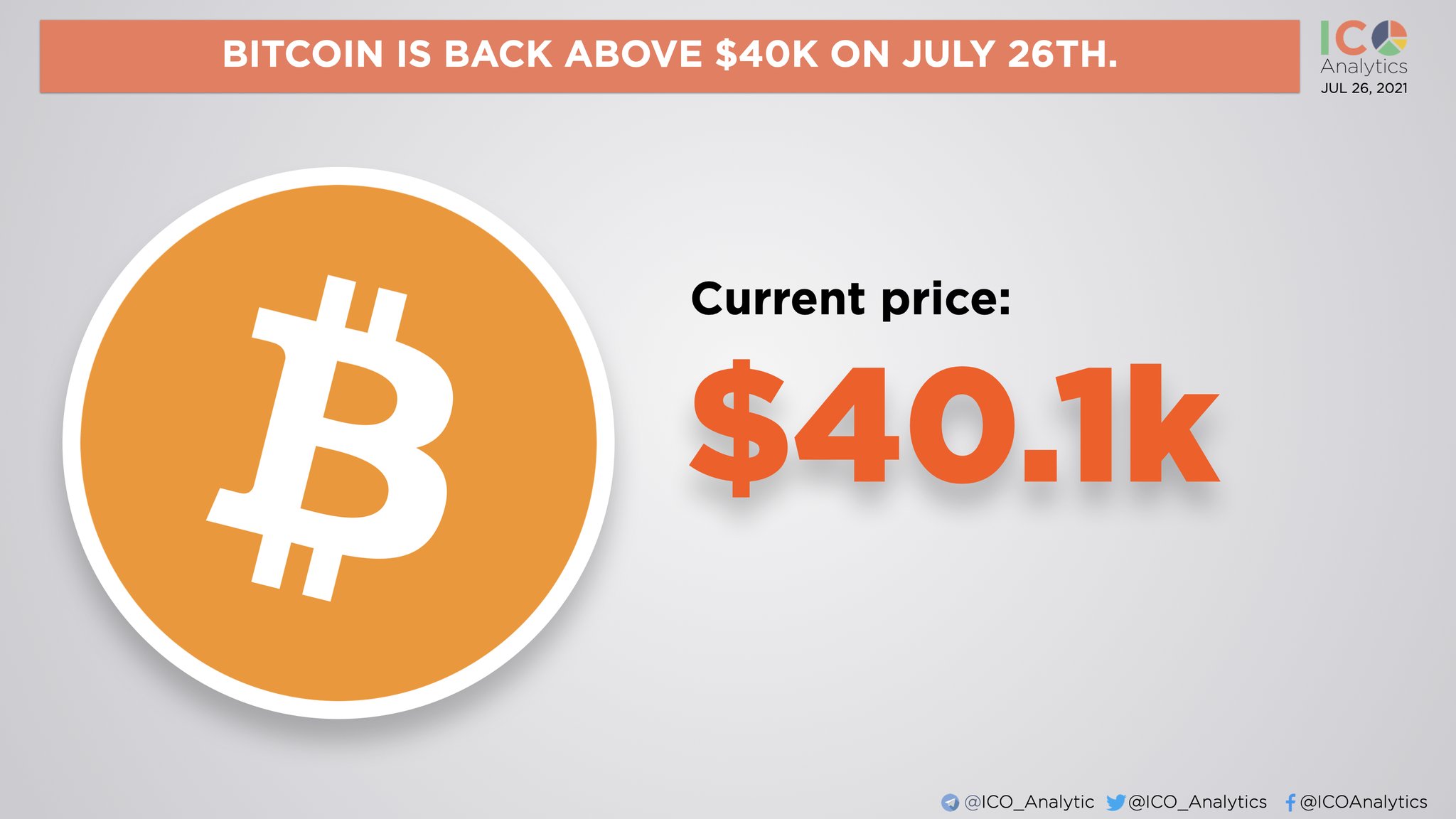 ICO Analytics #StandWithUkraine 🇺🇦 on Twitter: "#Bitcoin is back above $40k on July 26th. Last ...
