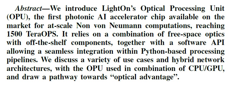 OGAWA, Tadashi on Twitter: "=> " @LightOnIO Optical Processing Unit: Scaling-up AI and HPC with ...