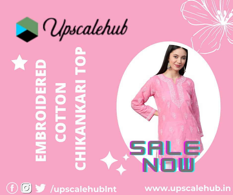 Upscale Hub on Twitter: "EMBROIDERED ONION PINK CAMBRIC COTTON LUCKNOWI CHIKANKARI TOP # ...