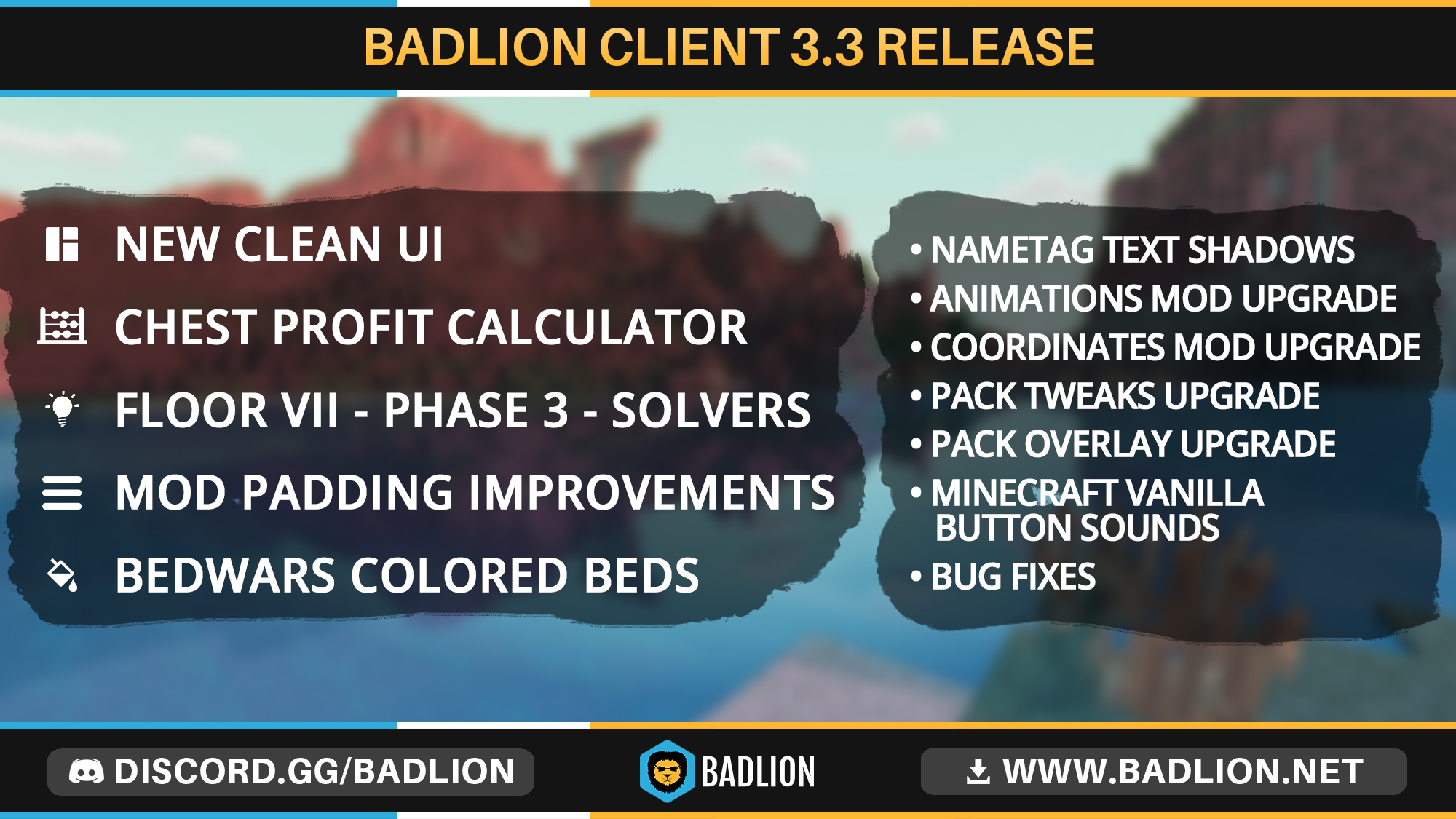 Badlion Client on Twitter: "📰NEW IN BLC 3.3📰 New UI, more Skyblock solvers, tons of mod upgrades ...