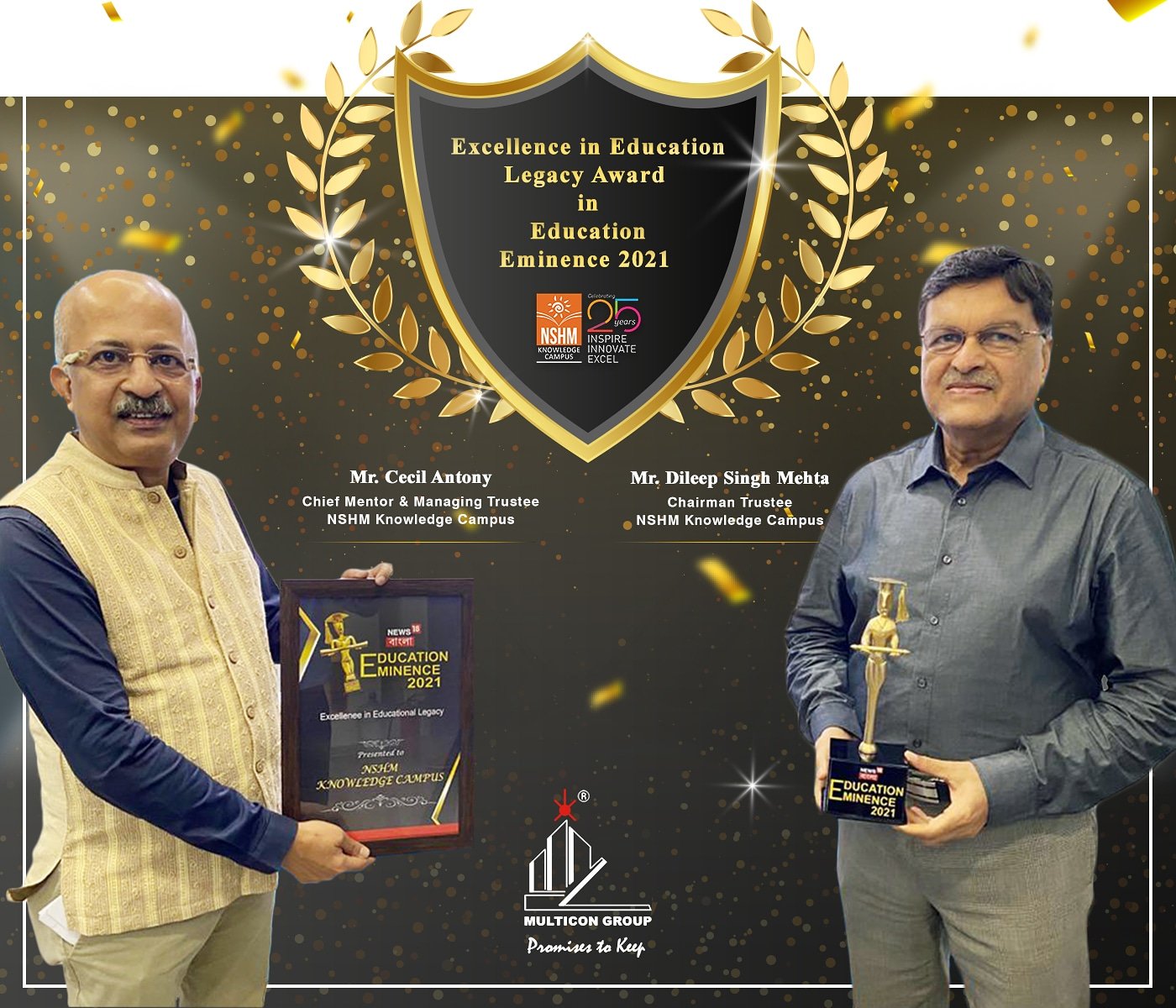 Multicon Group on Twitter: "The Education Eminence 2021 hosted by News18 | Bangla awarded NSHM ...